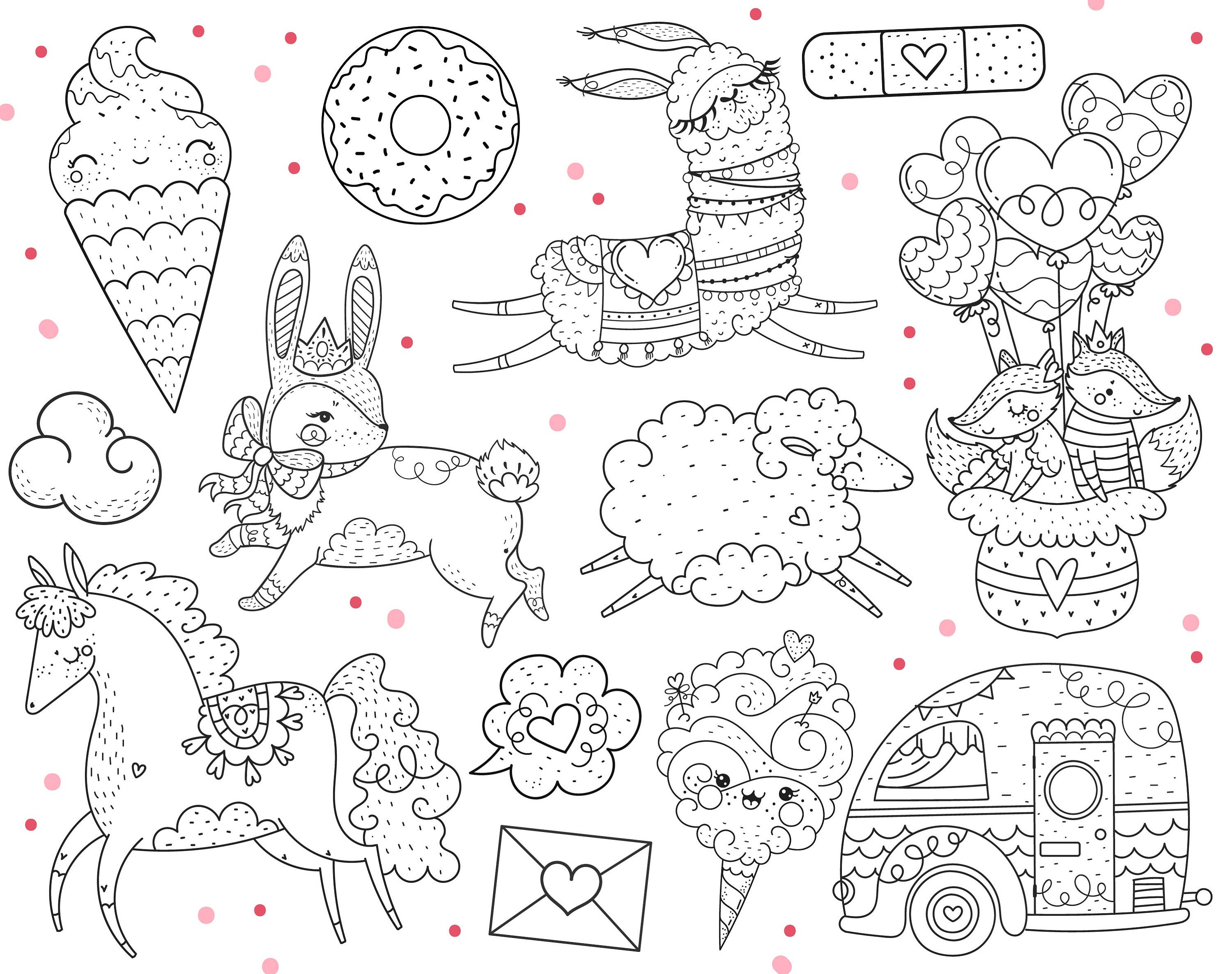 Valentine Clipart Bundle Valentine Digital Stamps Cute | Etsy