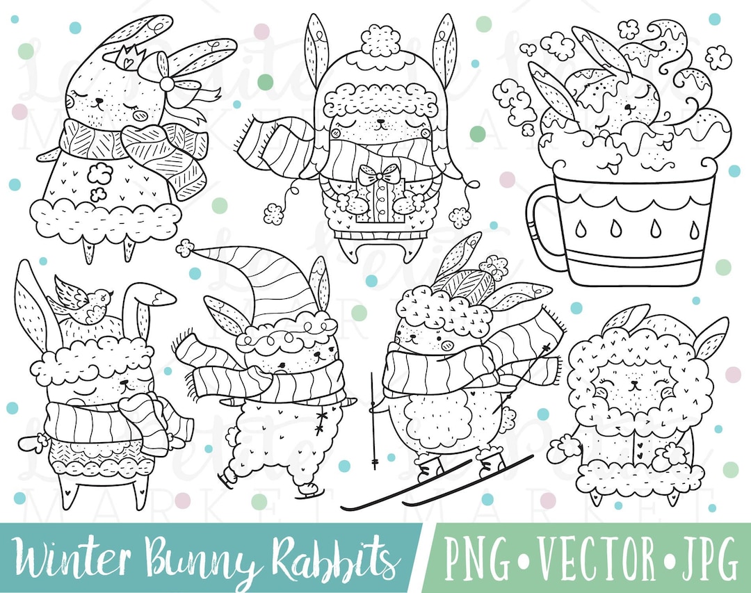 Cute Rabbit Clipart Images, Winter Bunny Clipart, Holiday Rabbit ...