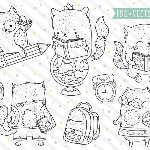 Cute Cat Clipart Images Cute Cat Clip Art Set Hand Drawn Cat - Etsy