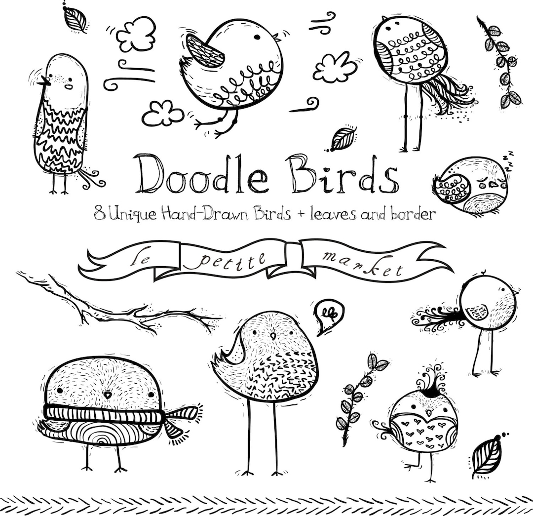Doodly Bird Clipart Images, Cute Bird Drawings, Doodle Bird Clip Art ...