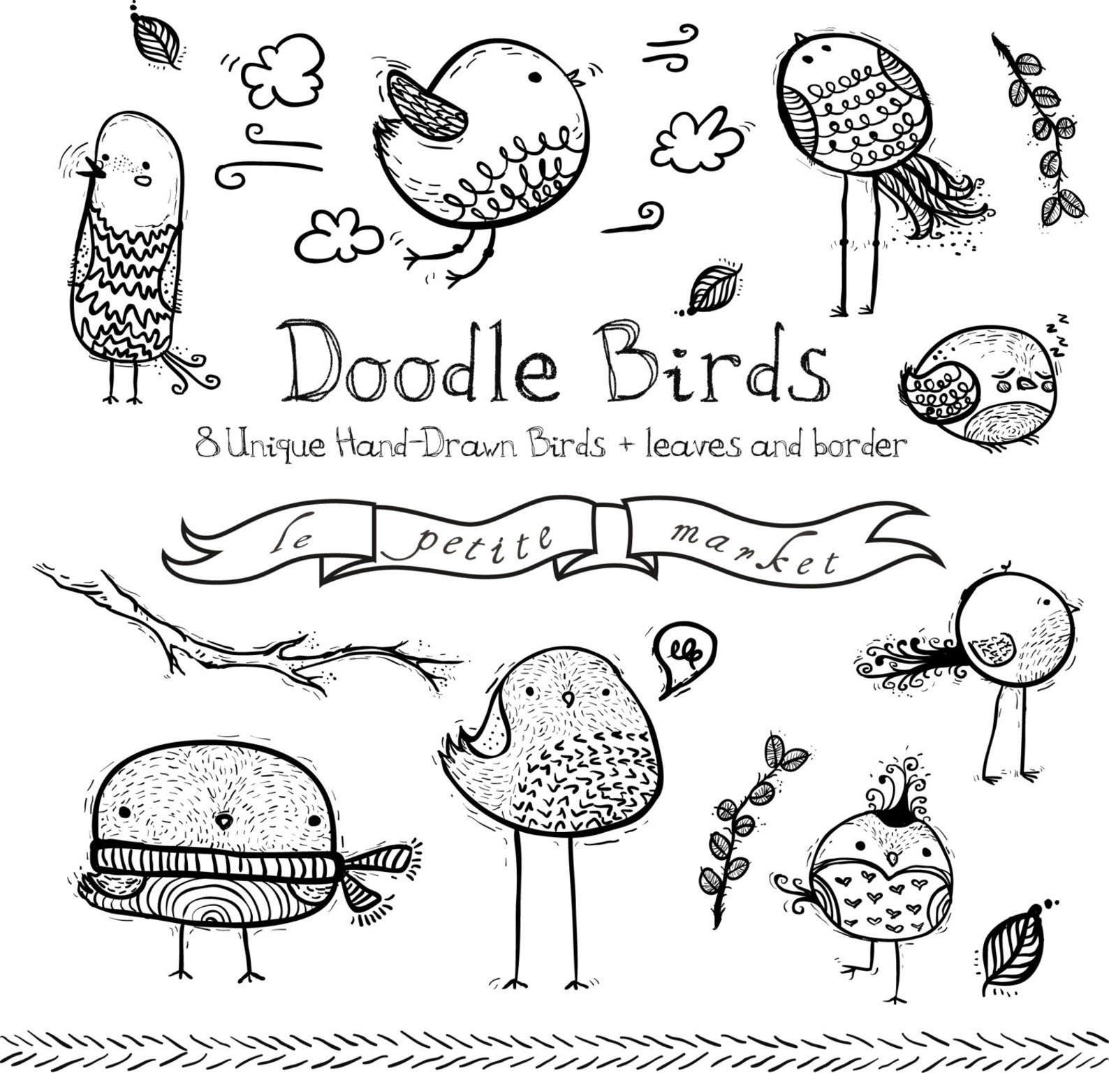 Doodly Bird Clipart Images Cute Bird Drawings Doodle Bird | Etsy