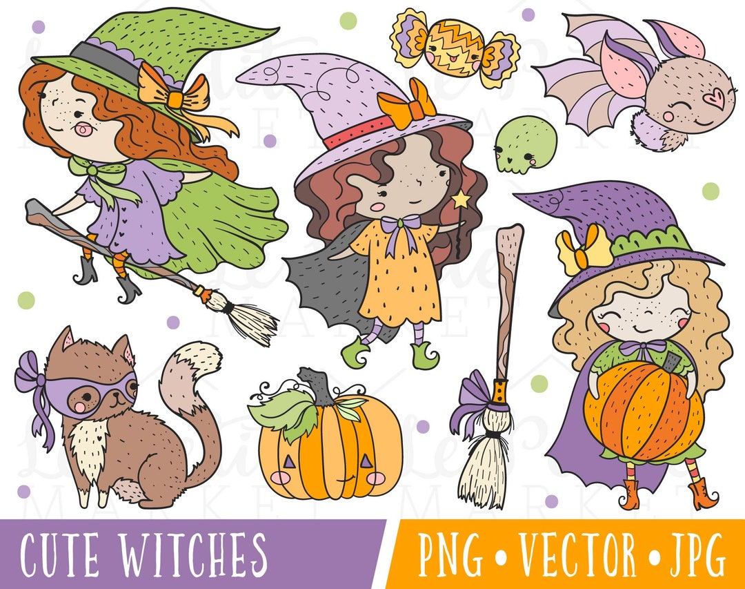 Cute Witch Clipart Images, Cute Witch Clip Art, Doodle Halloween ...