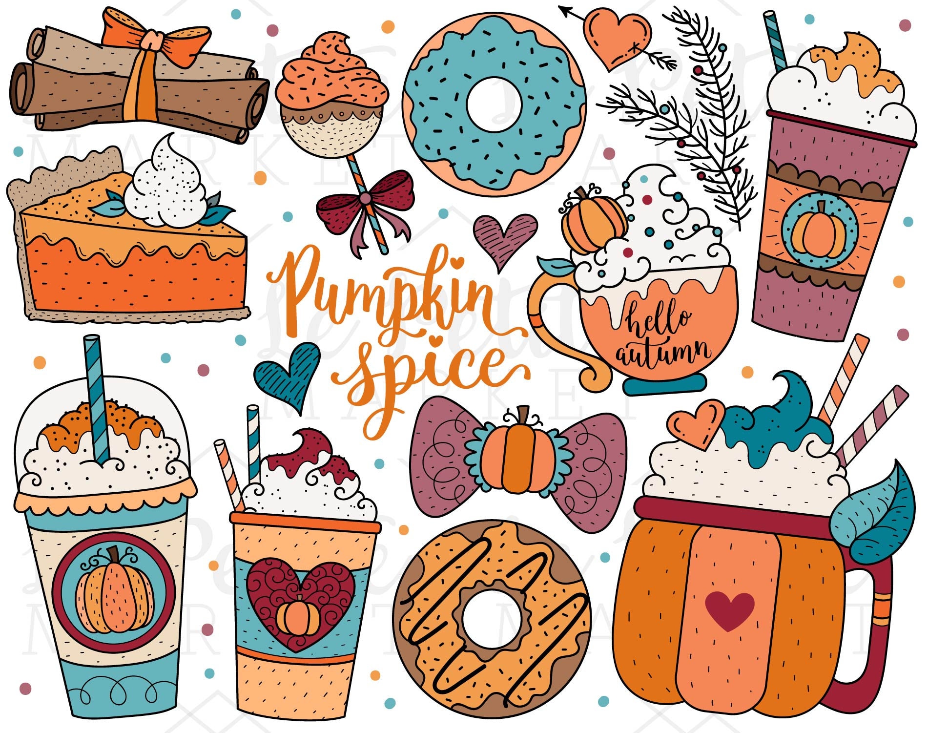 Pumpkin Spice Clipart Images Digital Stamps Autumn Clipart - Etsy