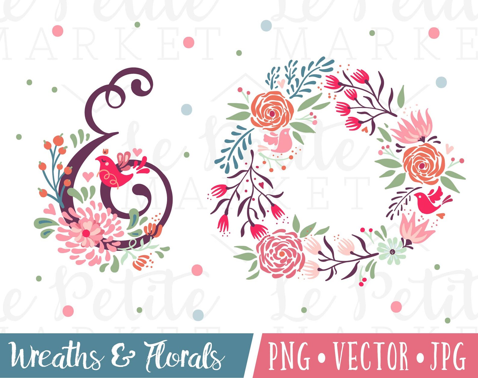 Floral Clipart Mother's Day Clipart Graphics Pink | Etsy