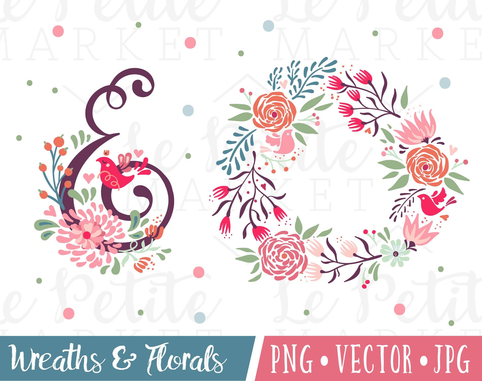 Floral Clipart Mother's Day Clipart Graphics Pink | Etsy