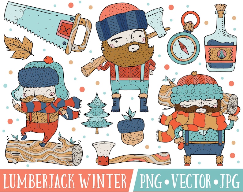 Winter Lumberjack Clipart Images Lumberjack Clip Art Holiday - Etsy