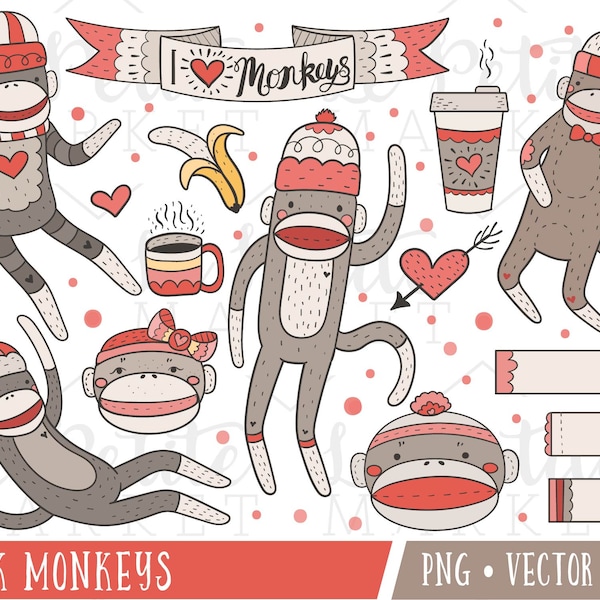 Sock Monkey Clip Art - Etsy
