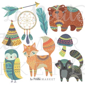 Tribal Woodland Clip Art Set, Tribal Animal Clip Art, Woodland Clip Art ...