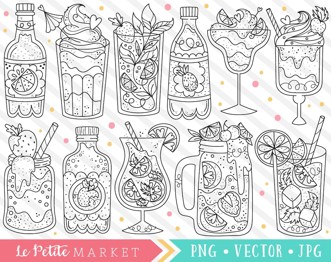 Kawaii Drinks Clipart, Summer Drinks Clip Art Images, Martini Desserts ...