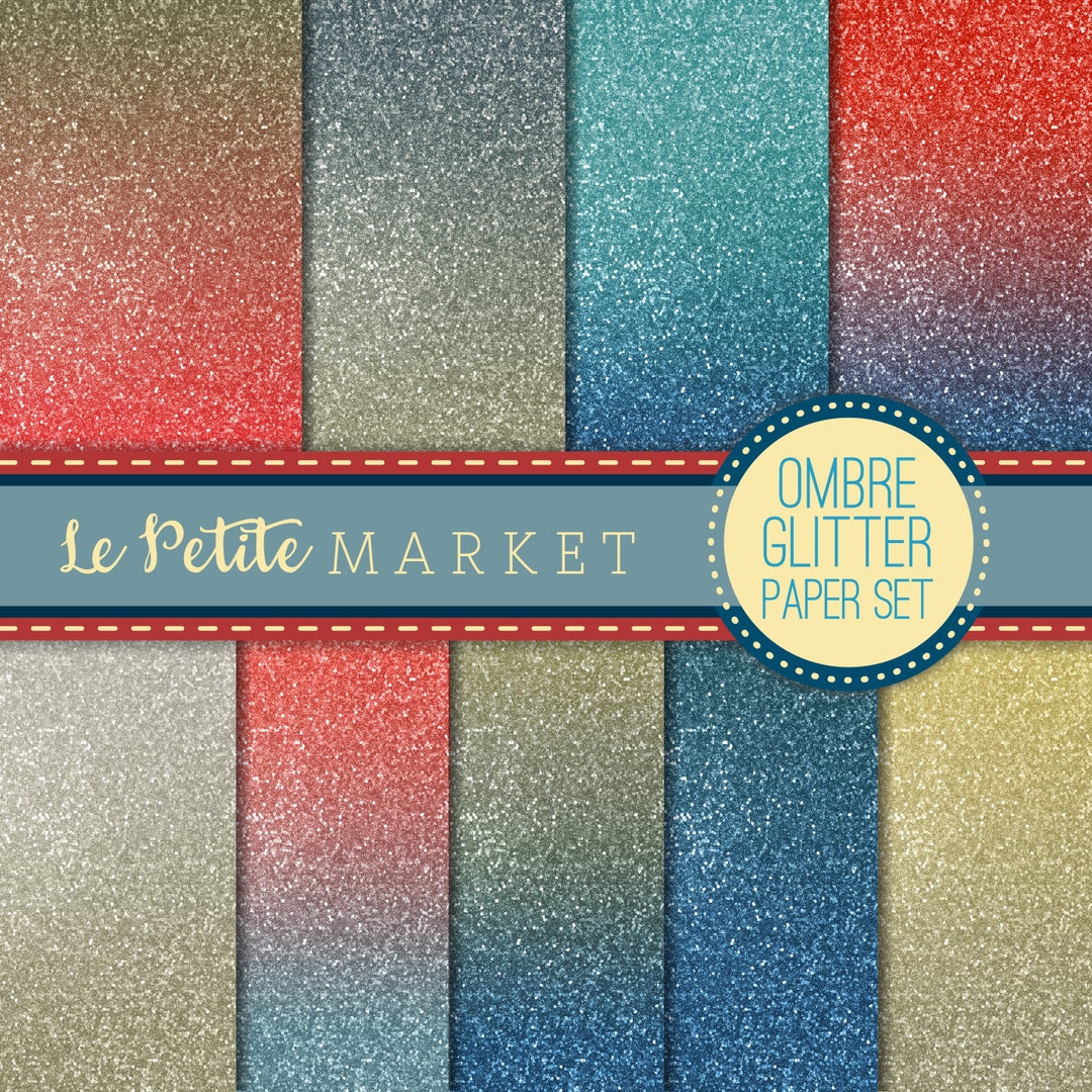 Ombré Glitter Paper, Digital Paper Set, Two Tone Glitter Ombre Glitter ...