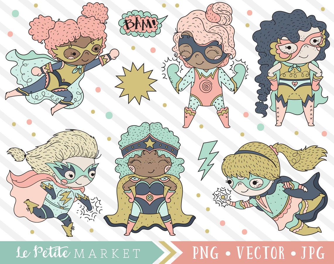 Superhero Girls Clipart Super Hero Clipart Clipart for - Etsy