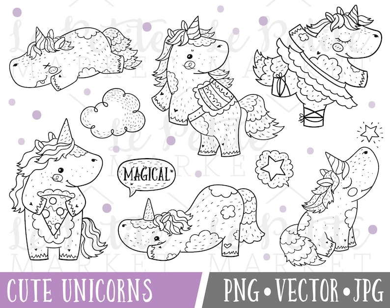 Magical Unicorn Clip Art Images Unicorn Clipart Unicorn - Etsy