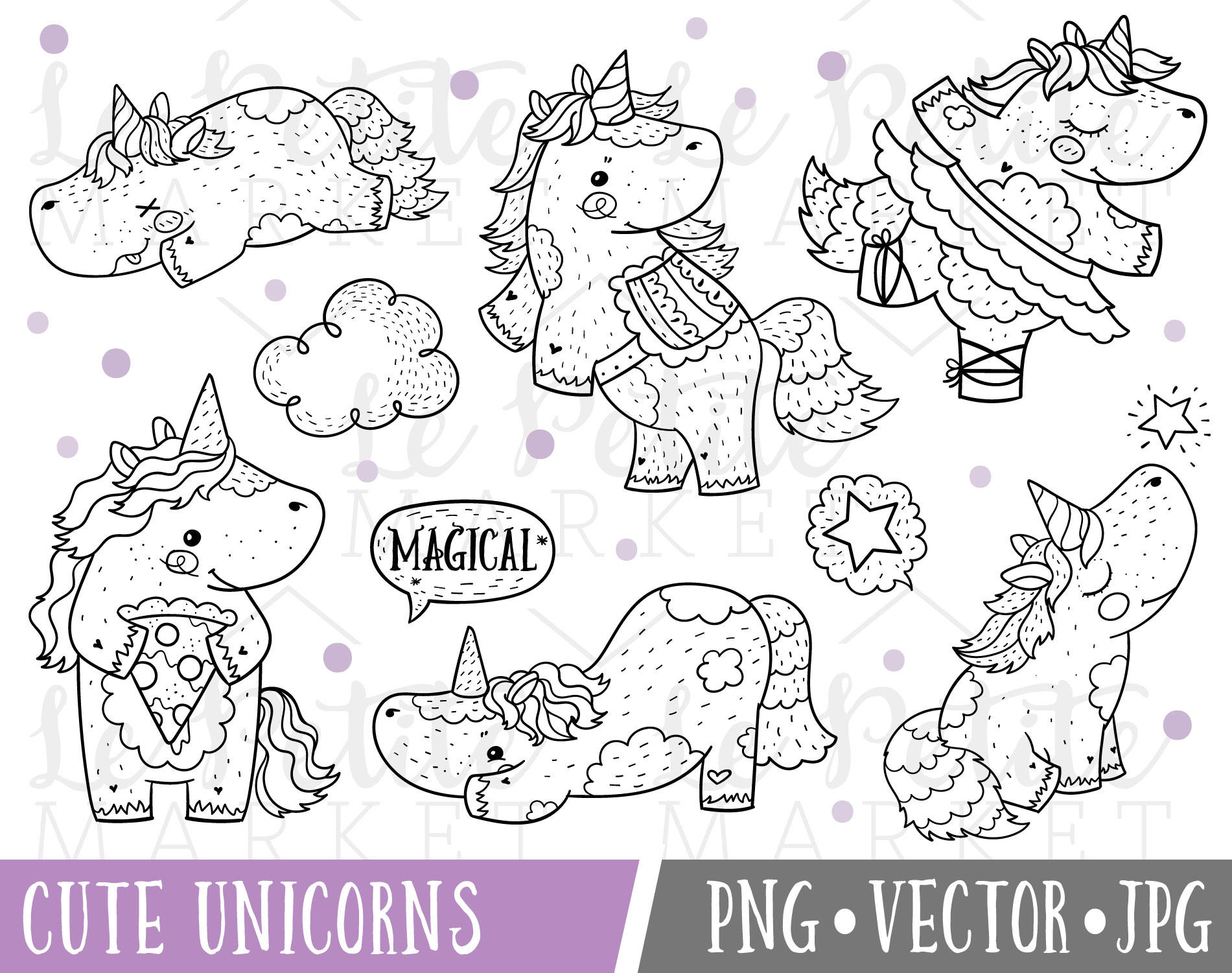 Magical Unicorn Clip Art Images Unicorn Clipart Unicorn | Etsy