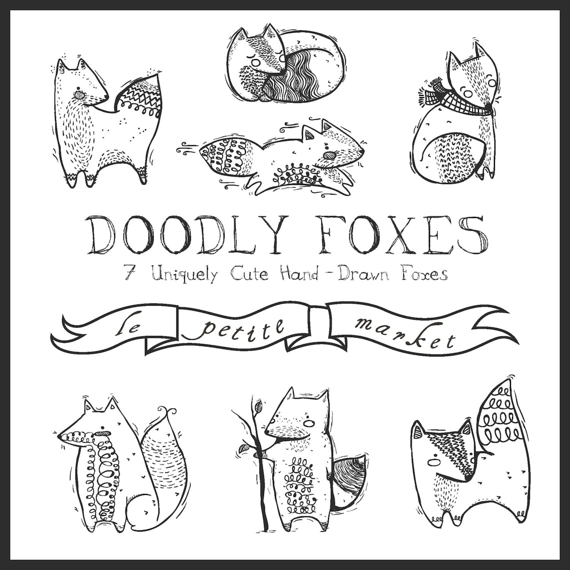 Digital Fox Clipart Illustration Fox Art Doodly Cute Foxes - Etsy