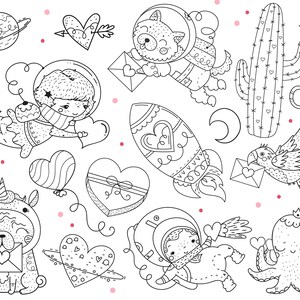 Valentine Clipart Bundle, Valentine Digital Stamps, Cute Valentine ...