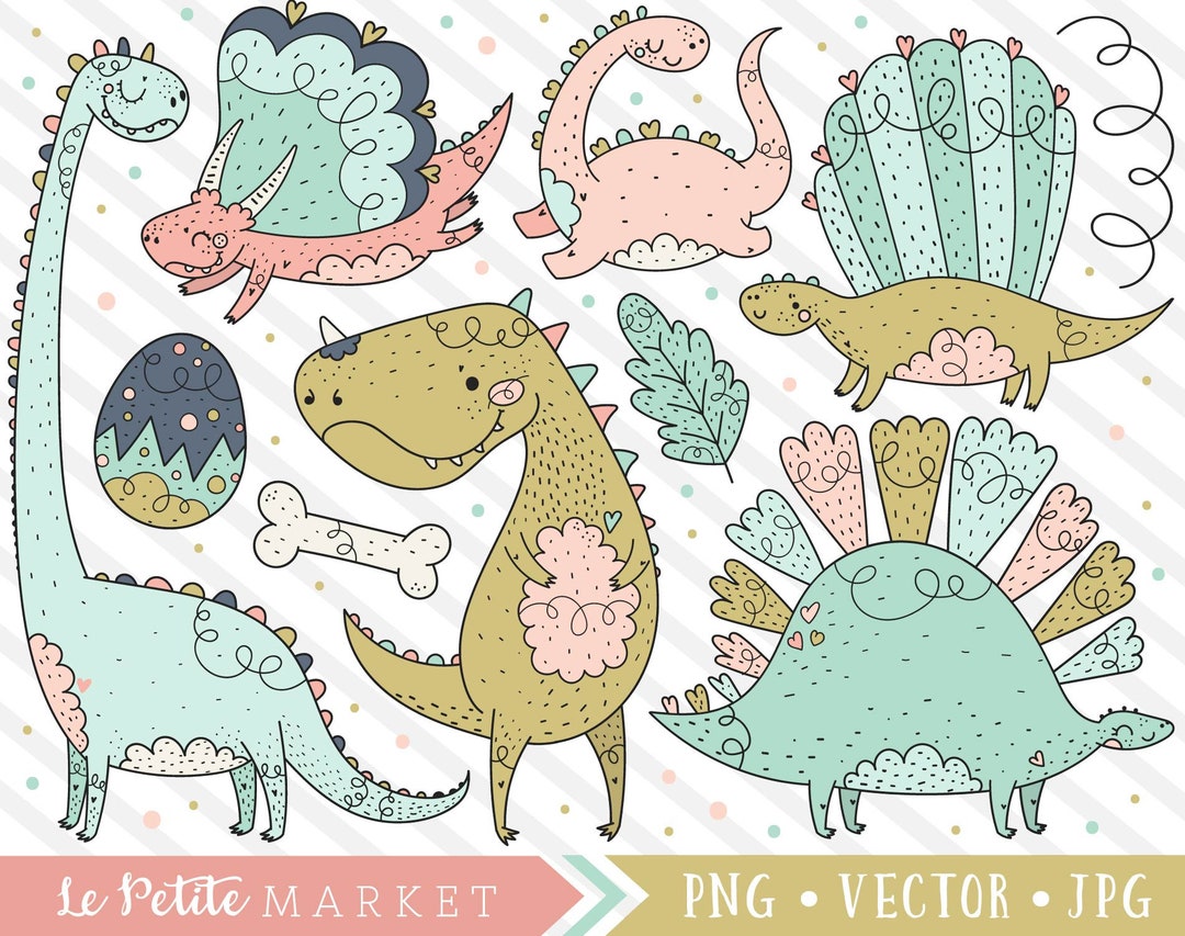 Cute Dinosaur Clipart, Dinosaur Digital Clip Art, Dinosaur Designs ...