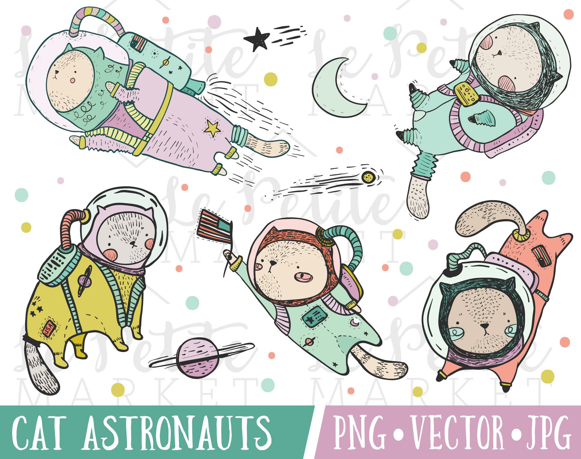 Cat Astronauts Clipart Images Astronaut Cat Clipart Cute Cat | Etsy