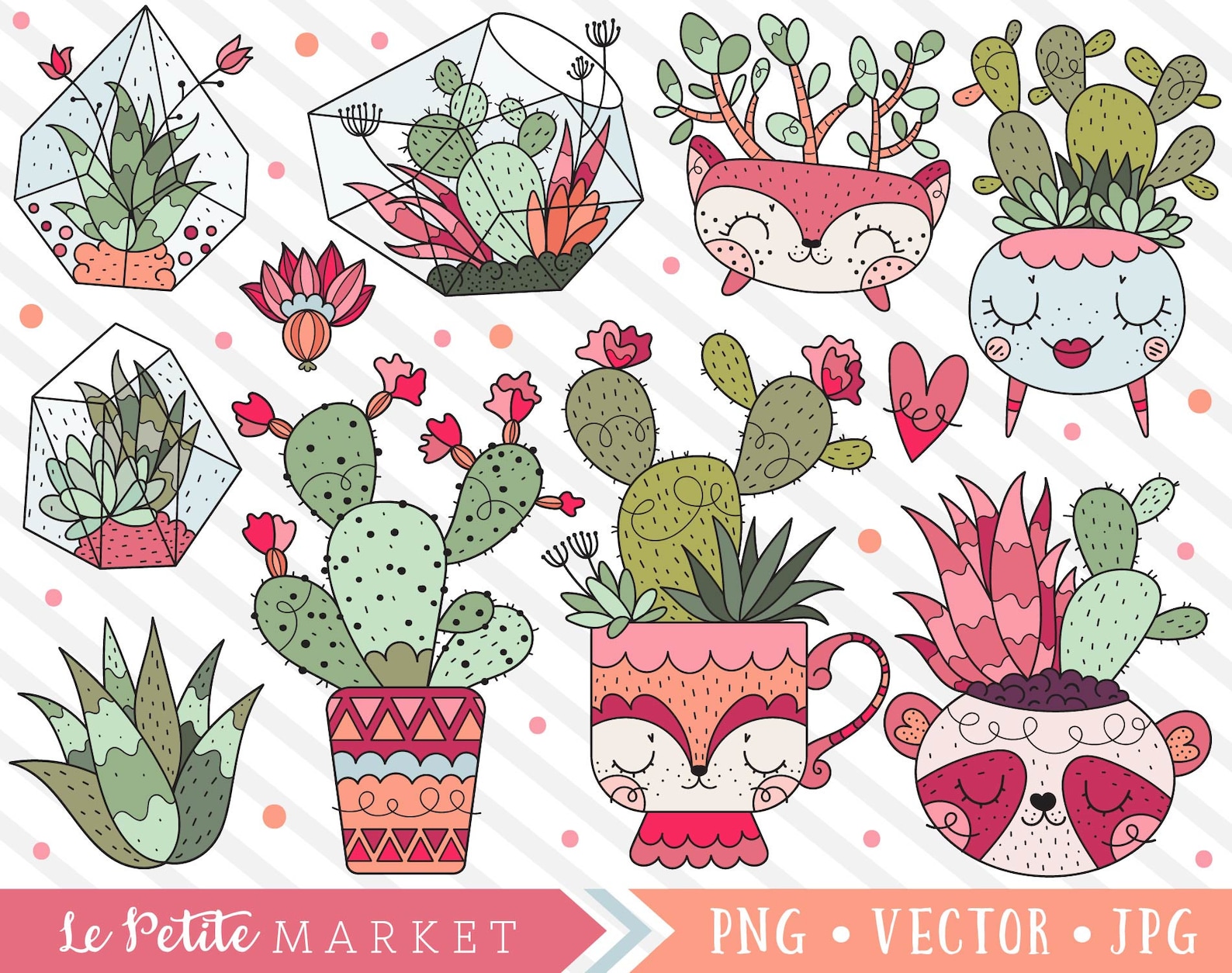 Cute Cactus Clipart Set Cactus Cartoons Hand Drawn Cactus - Etsy