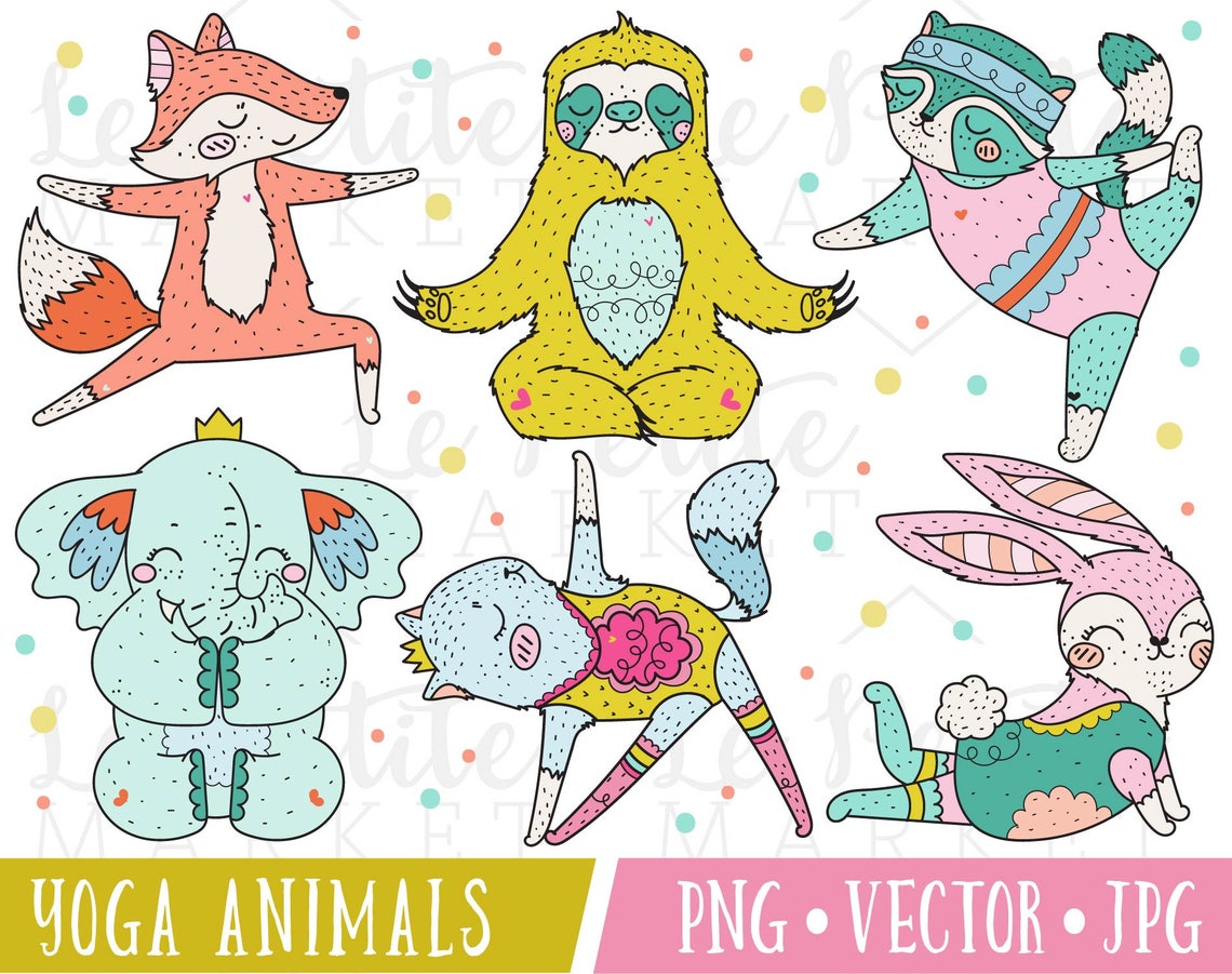 Yoga Clipart Animals, Animals Doing Yoga Clipart, Kawaii Yoga Clip Art ...