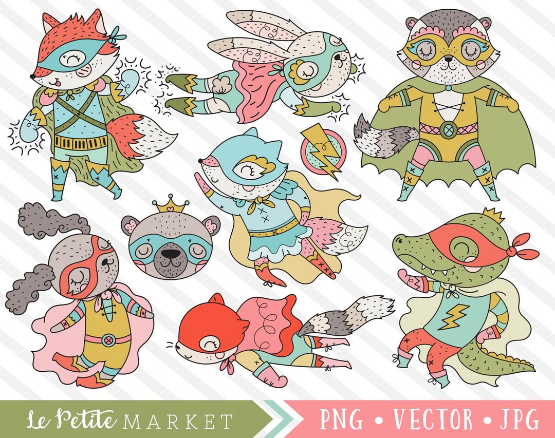 Superhero Clipart Animals, Superhero Animals Clip Art, Cute Girl ...