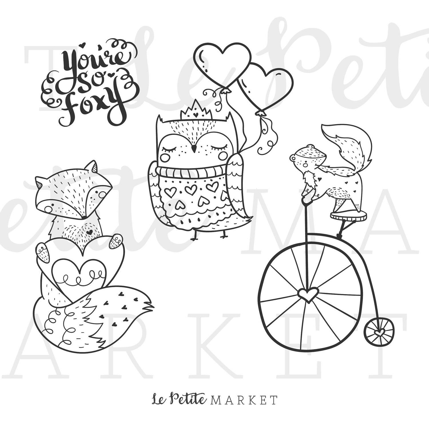 Woodland Valentine Clipart Set Valentine Skunk Valentine | Etsy