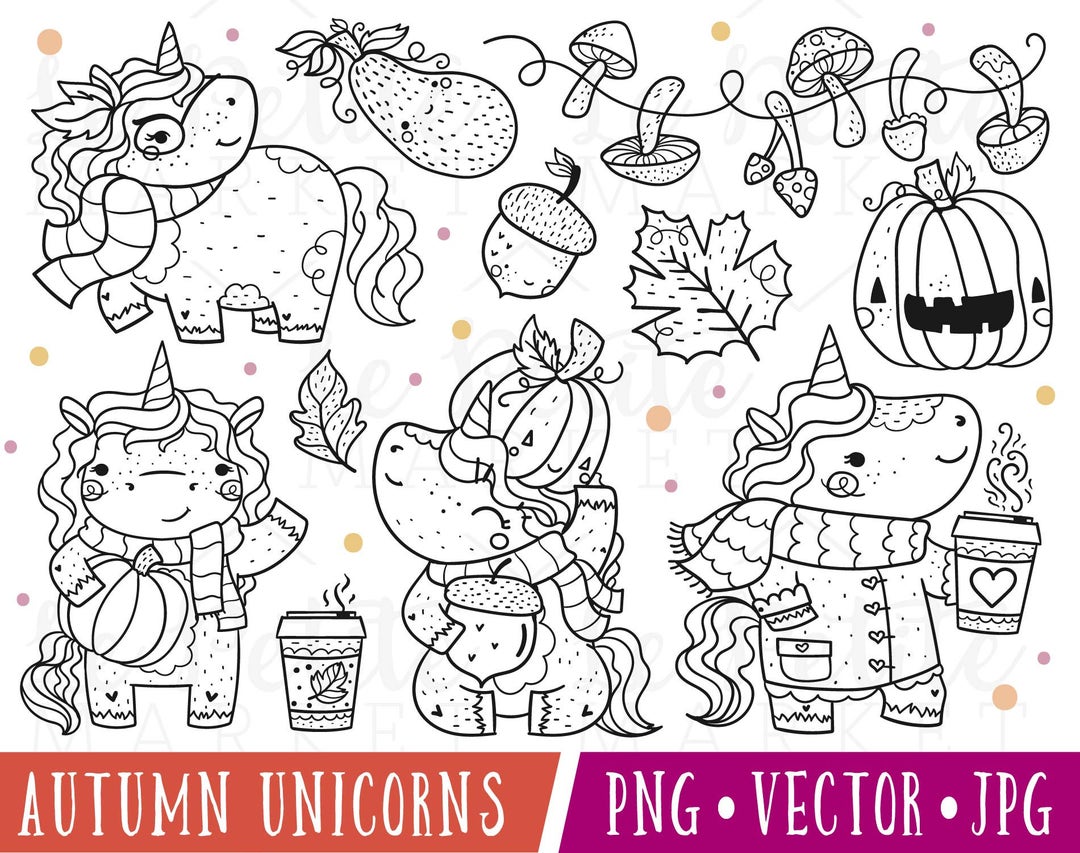 Autumn Unicorns Clipart Images, Fall Unicorns Clipart, Halloween ...