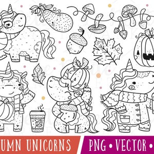 Autumn Unicorns Clipart Images Fall Unicorns Clipart - Etsy
