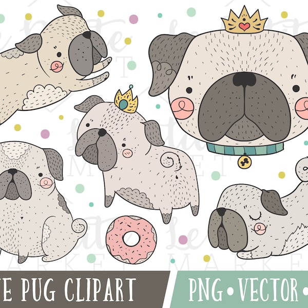 Pug Illustration - Etsy