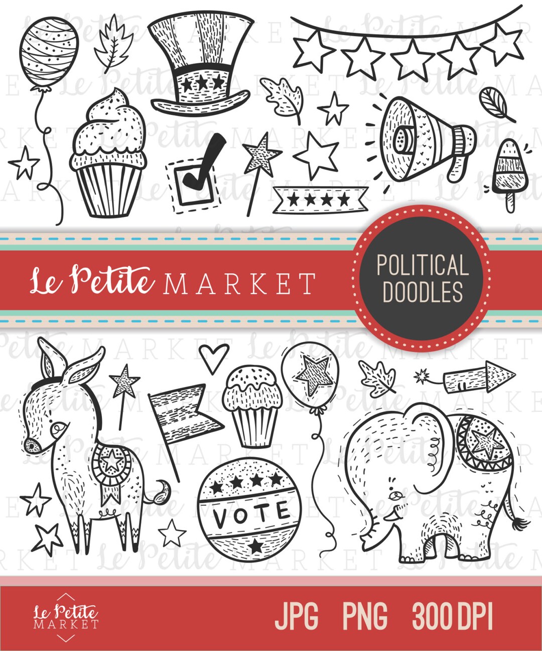 Cute Politics Clip Art Set, Political Doodle Clip Art, SVG Clipart ...