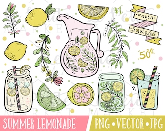 Lemonade Clipart Pink Lemonade Stand Clip Art Summer - Etsy