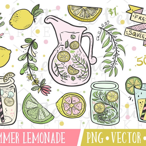 Cute Lemonade Clipart Images Summer Lemonade Stand Clipart - Etsy