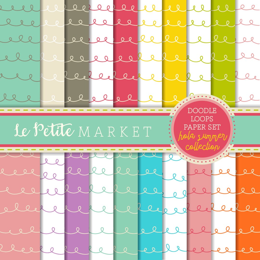 Summer Doodle Loops Digital Paper, Scrapbooking (digital Download) - Etsy