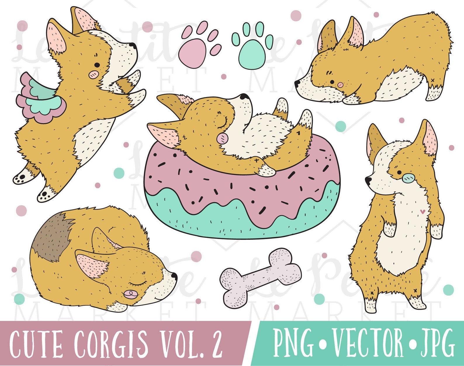 Cute Corgi Clipart Images Cute Welsh Corgi in Different | Etsy