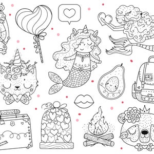 Valentine Clipart Bundle, Valentine Digital Stamps, Cute Valentine ...