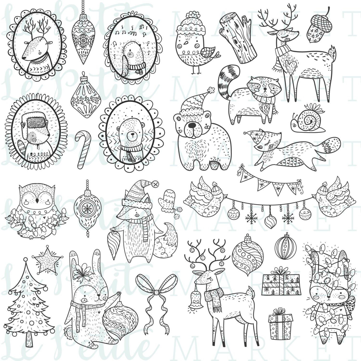 A Very Merry Woodland Winter Clip Art Bundle Woodland - Etsy