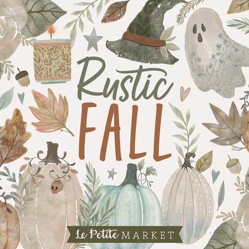 Rustic Fall Clipart Illustrations Hand Drawn Autumn Pumpkin - Etsy