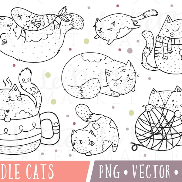 Cat Digital Stamps - Etsy