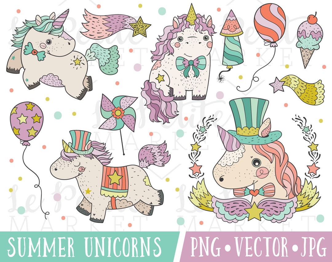Summer Unicorn Clipart Images, Cute Hipster Clipart, Unicorn Graphics ...
