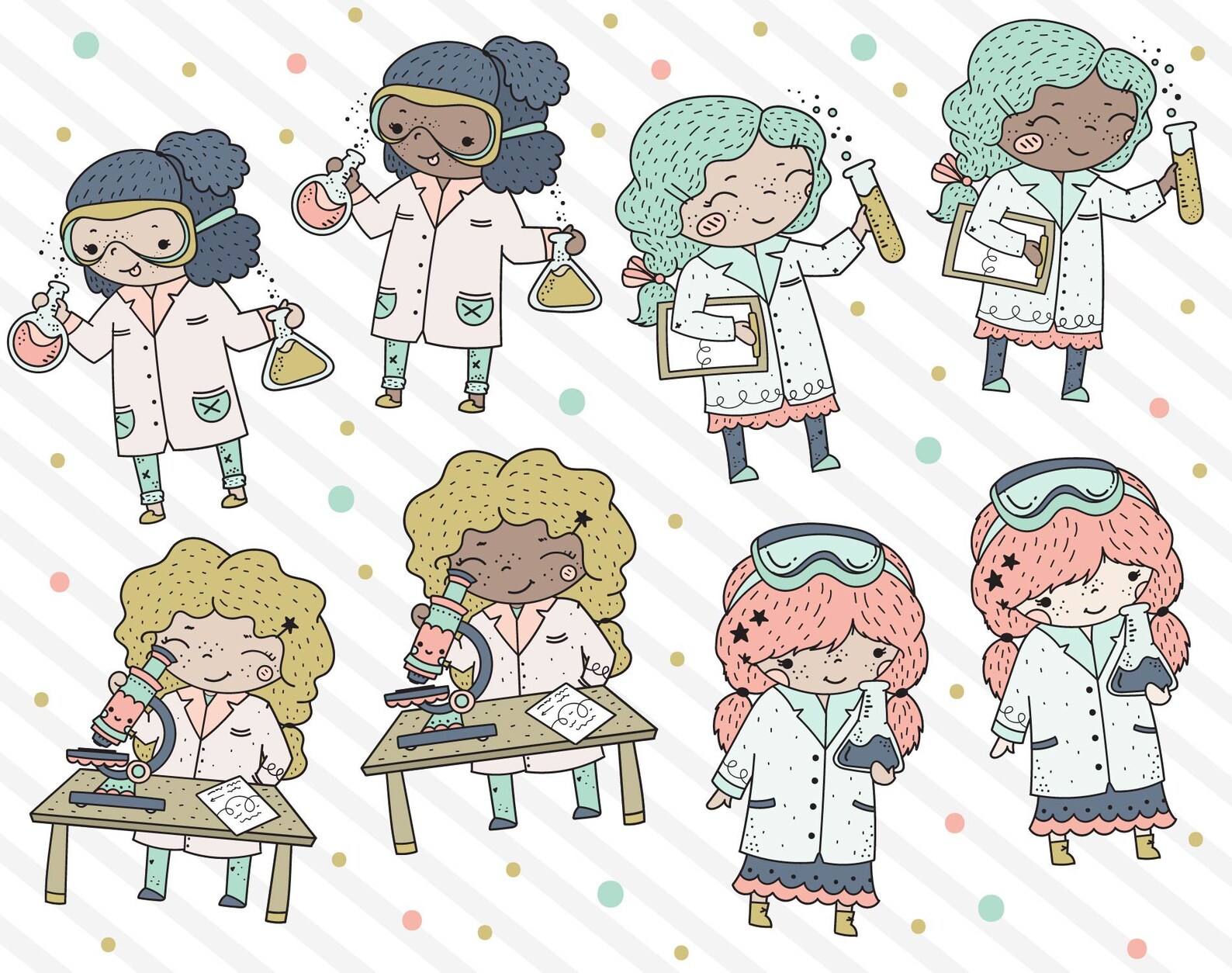 Cute Science Girl Clipart STEM Clipart Stem Girls Clip Art | Etsy