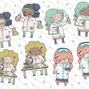 Cute Science Girl Clipart, STEM Clipart, Stem Girls Clip Art, Black ...