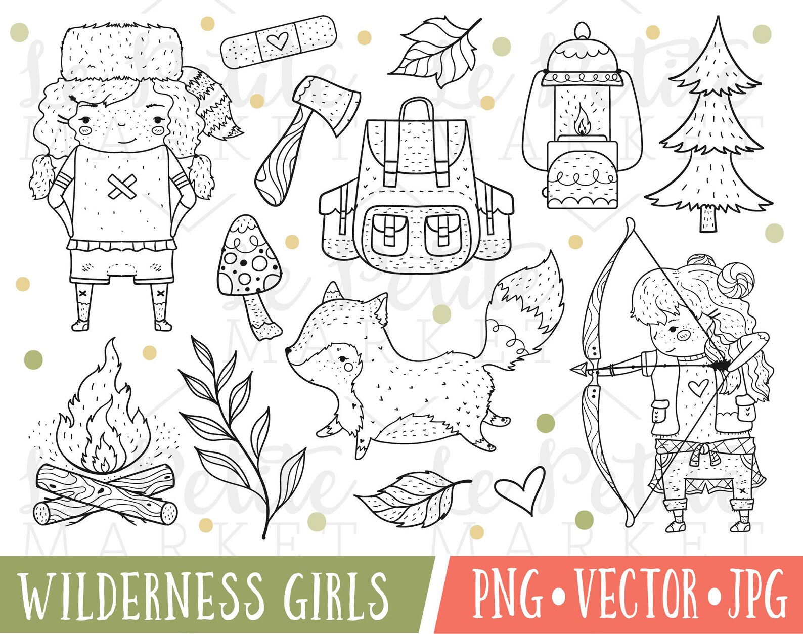 Cute Wilderness Girls Clipart Camping Girl Clipart Images - Etsy
