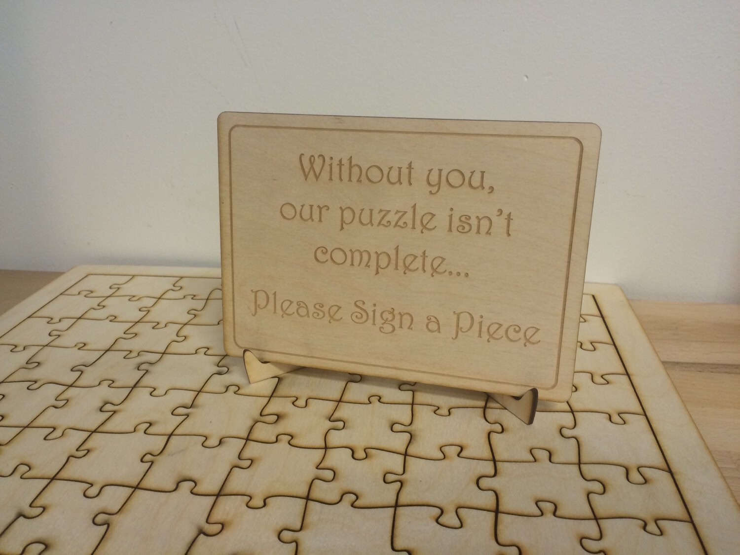 Please Sign Puzzle Guest Book Laser Engraved Wooden Sign - Etsy