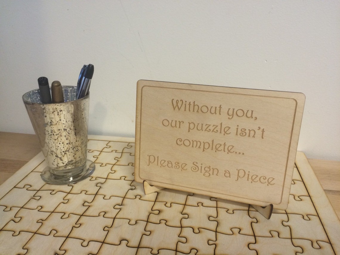 Please Sign Puzzle Guest Book Laser Engraved Wooden Sign - Etsy