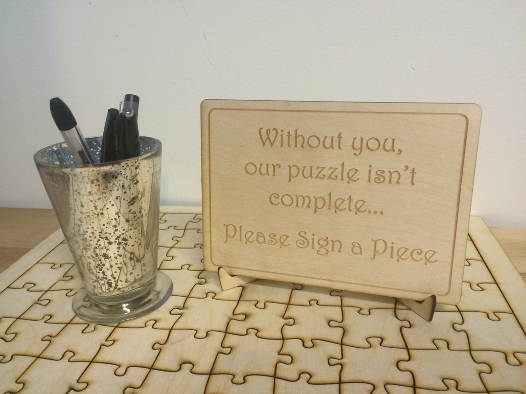 Please Sign Puzzle Guest Book Laser Engraved Wooden Sign - Etsy
