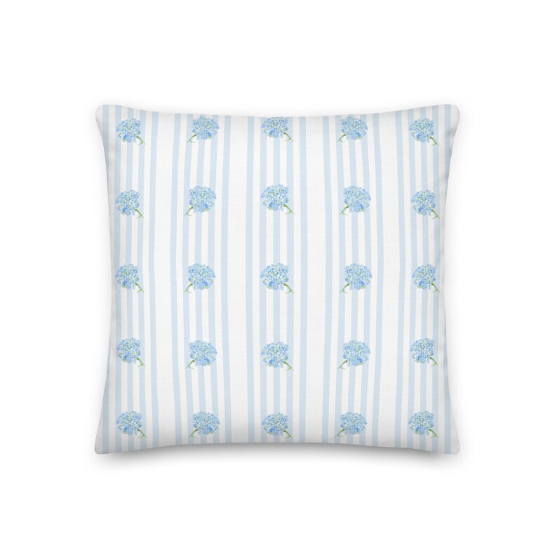 Hydrangea Pillow Blue Hydrangea Throw Pillow Grandmillennial Decor ...