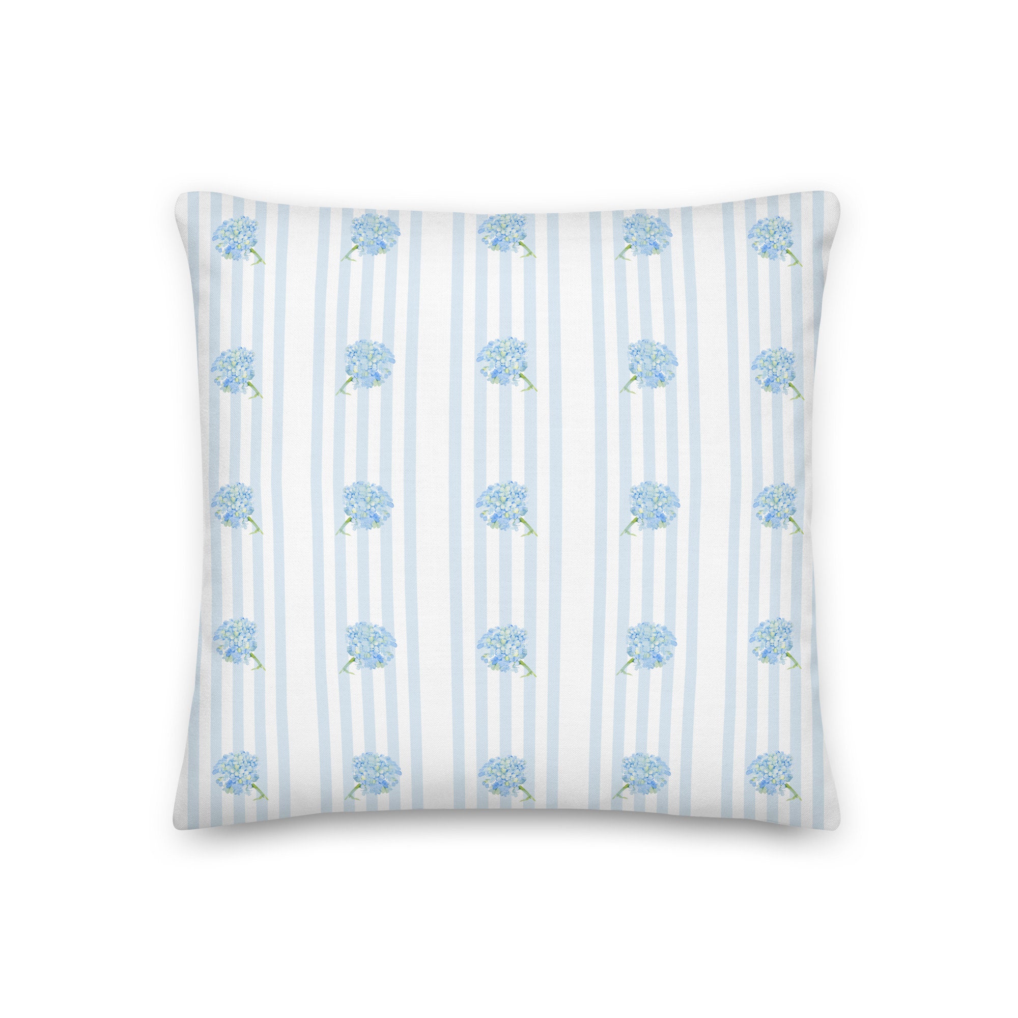Hydrangea Pillow Blue Hydrangea Throw Pillow Grandmillennial Decor ...