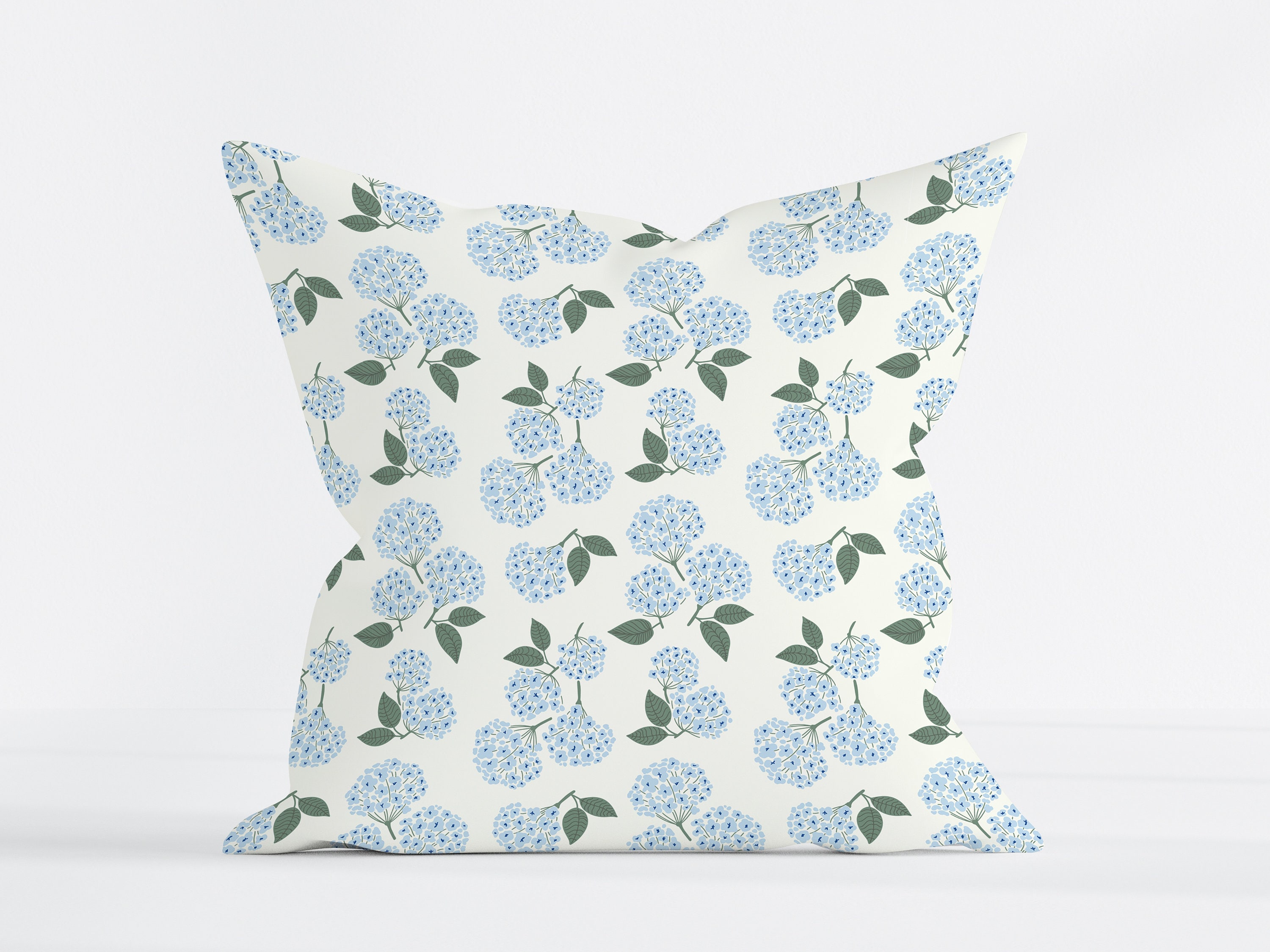 Blue Hydrangea Throw Pillow Boho Floral Pillow Cover Grandmillennial ...