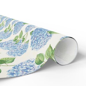 Hydrangea Wrapping Paper Blue Floral Gift Wrap Hydrangea Gift Wrap ...