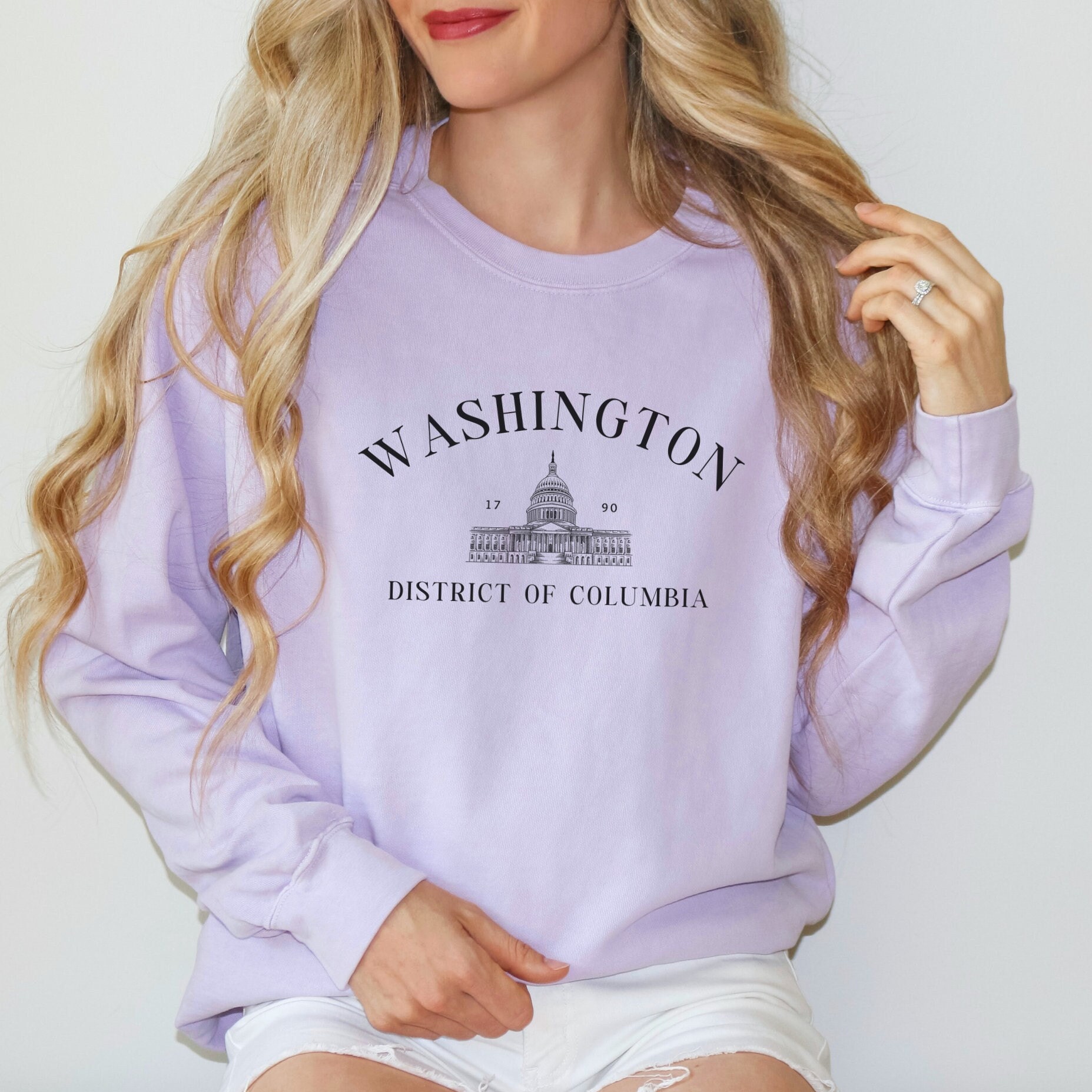Washington DC Sweatshirt Comfort Colors D.C. Crewneck Washington DC ...