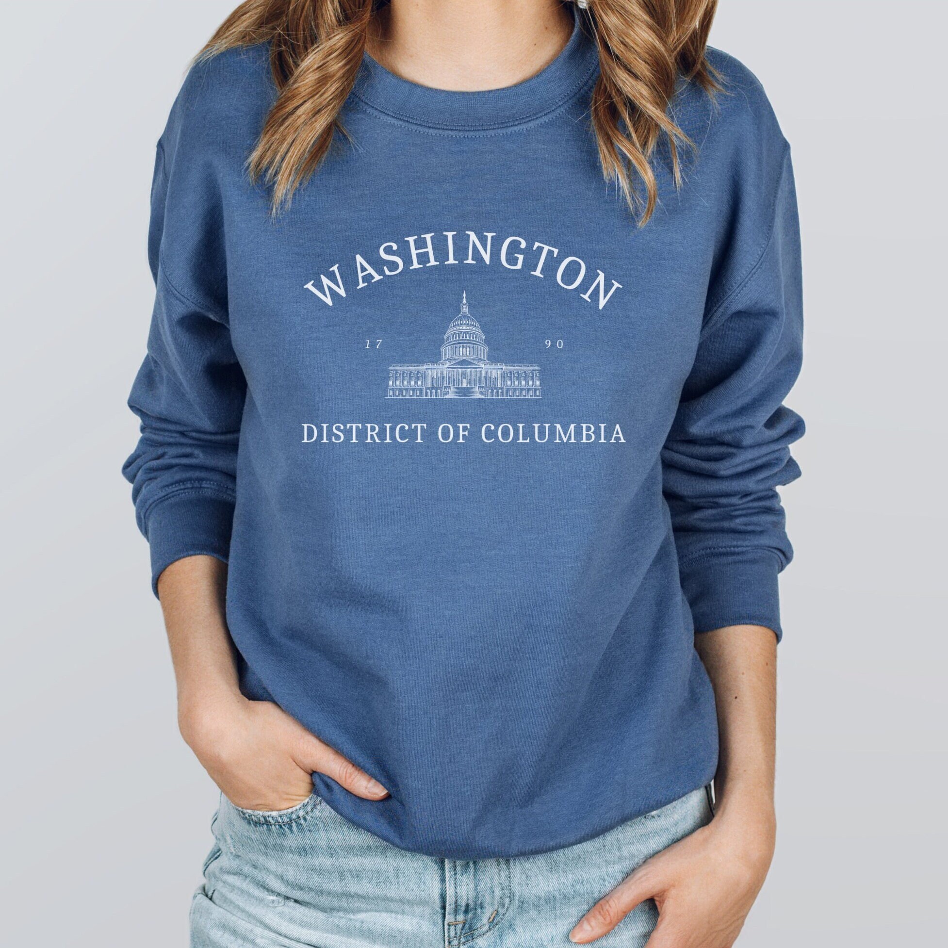 Washington DC Sweatshirt US Capitol Graphic Crewneck Travel Souvenir ...
